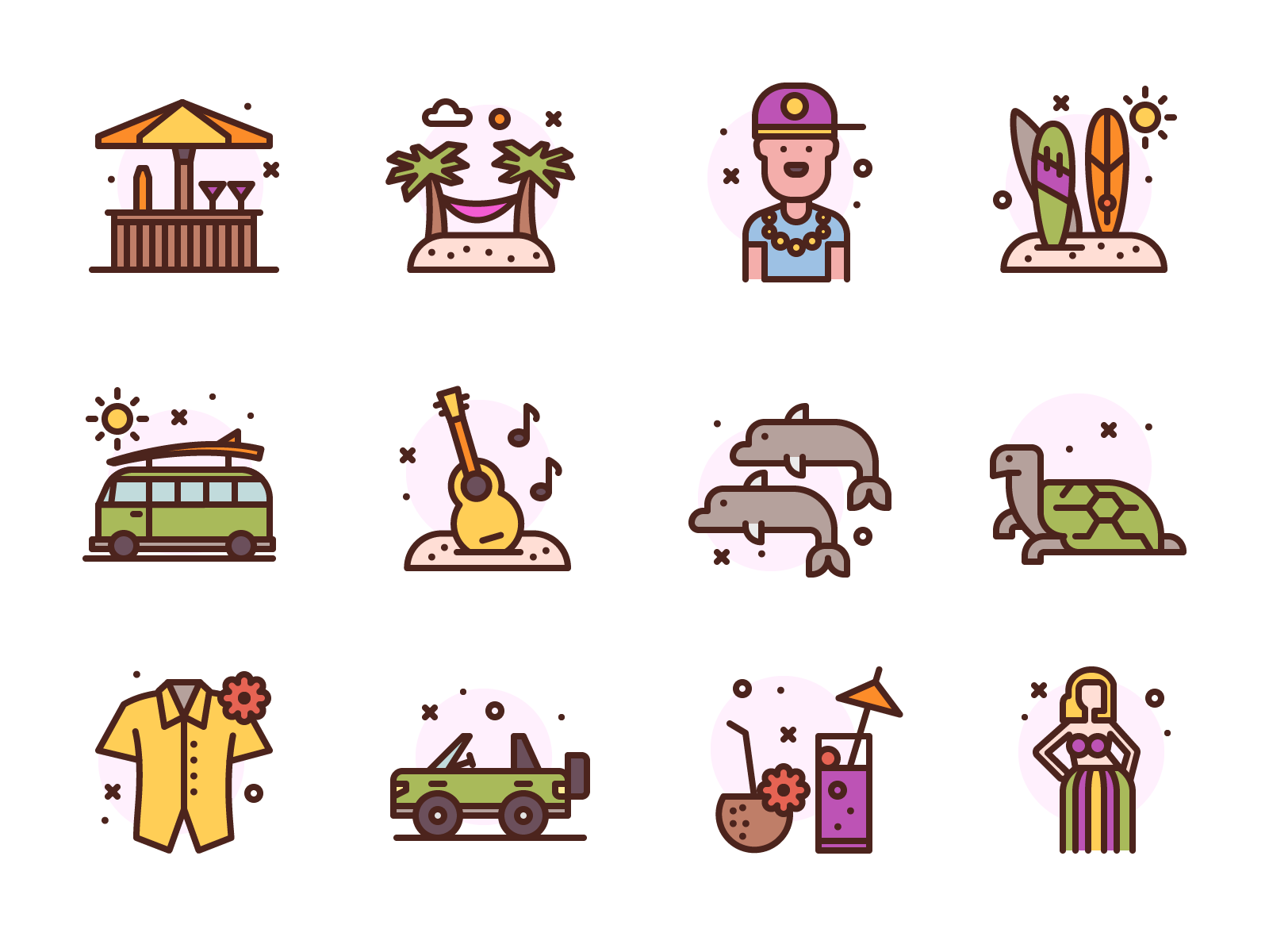 Hawaii Icons by Darius Dan on Dribbble