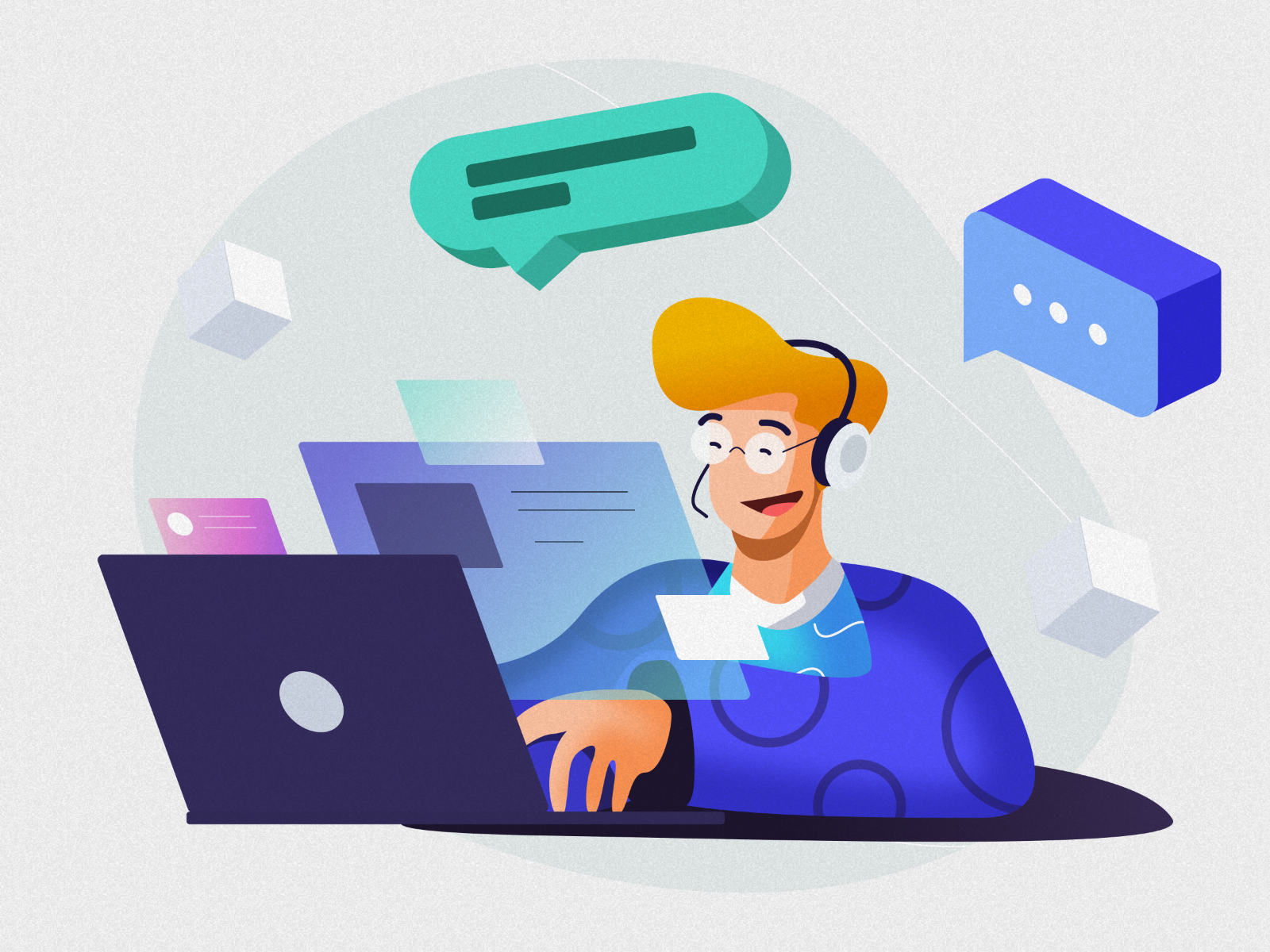 ExaVault Website Illustrations II - ExaVault Team Work Scene by ...