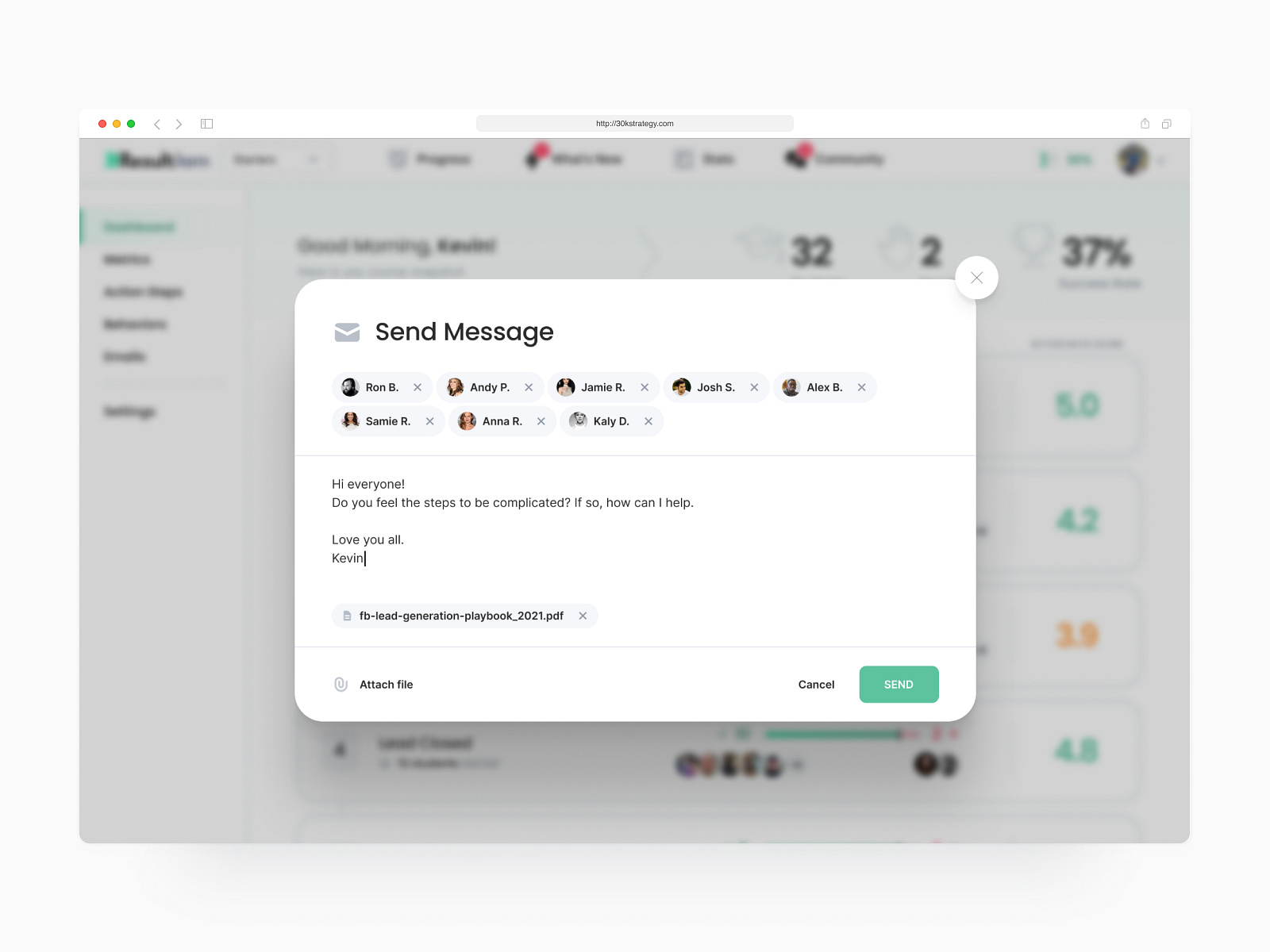 Send message - SaaS web app by Alex Gilev on Dribbble