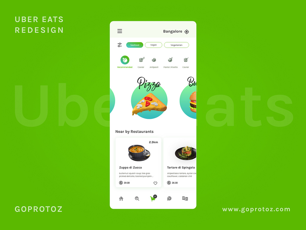 Ubereats food app redesign concept by GoProtoz - Design Studio on Dribbble