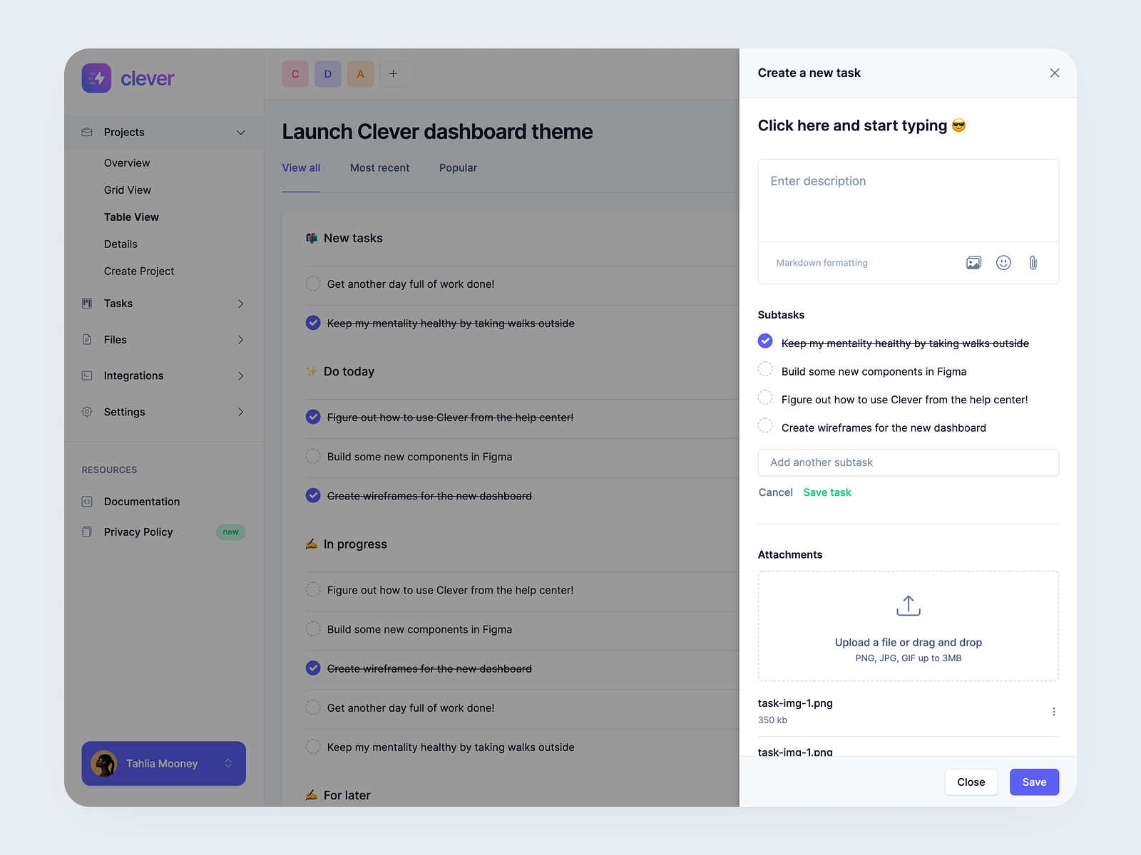 Task creation with Bootstrap offcanvas by Webpixels on Dribbble