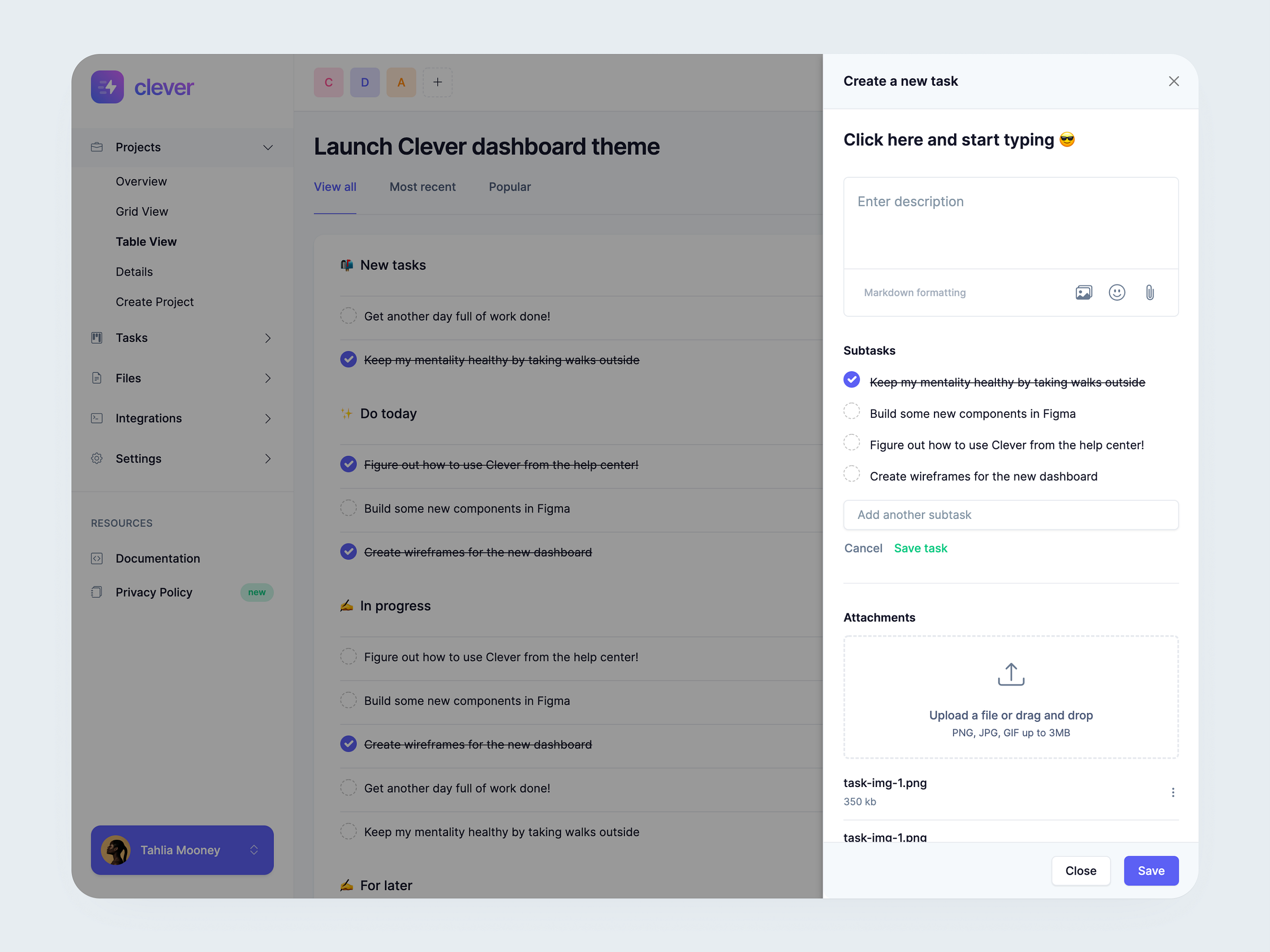Task creation with Bootstrap offcanvas by Webpixels on Dribbble