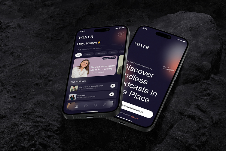 🎧 VOXER – Podcast Mobile App Design by EncodeDots on Dribbble