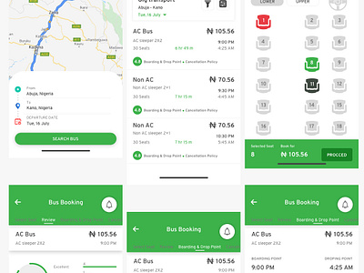 bus booking app design by DzainStudio on Dribbble