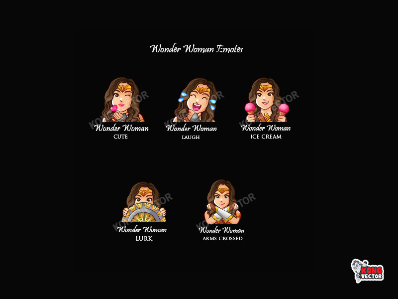 Wonder Women Twitch Emotes by Kong Vector on Dribbble