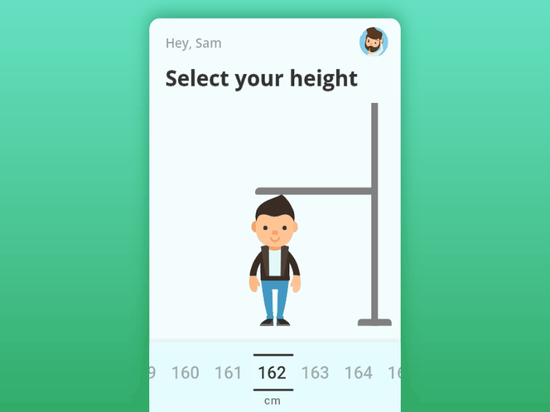 Select your height UI animation by Bharat Sati on Dribbble