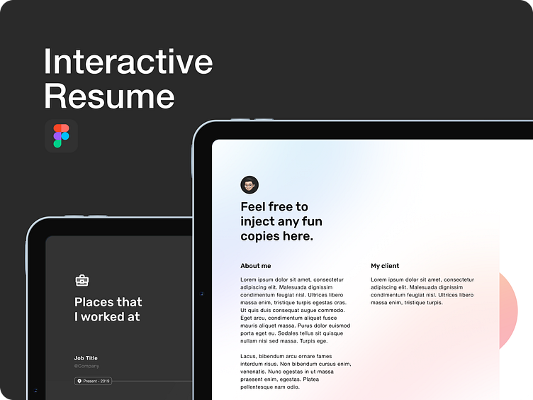 Glassmorphism interactive resume by Spike Fuchao Yuan on Dribbble