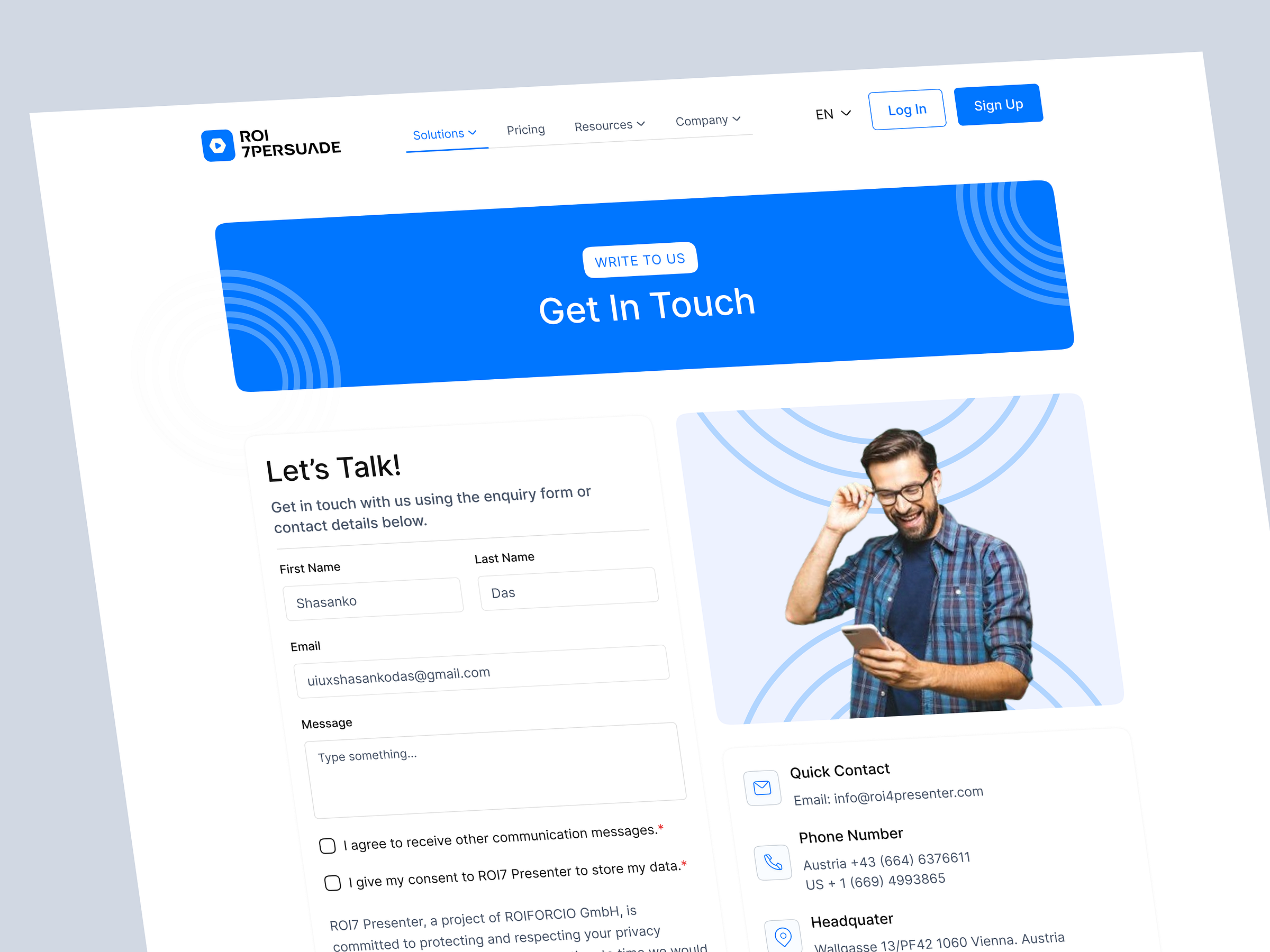 Get in touch page - Ai presentation website by Shasanko Creations on ...