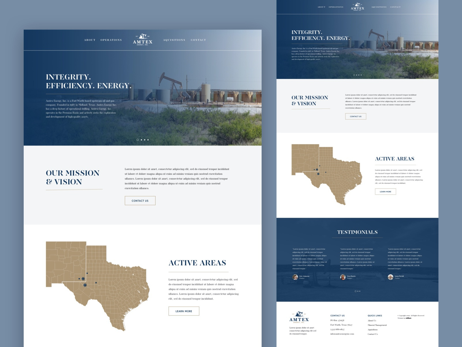 Amtex Energy | Website Design by Cassidy Candelaria for Mittun on Dribbble