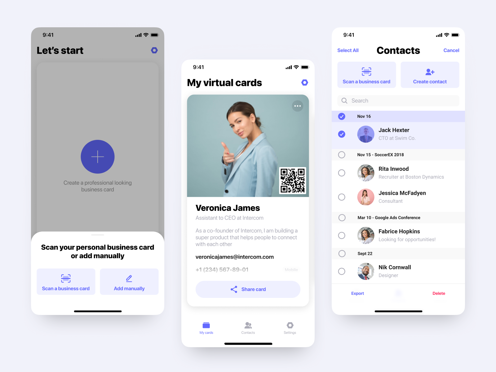 Networking tool with digital business cards by StandApp Digital Product Design Studio on Dribbble