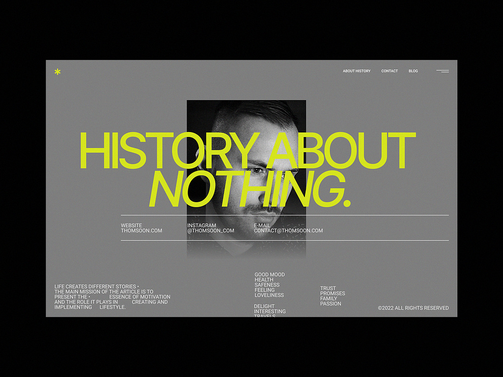 History About Nothing - Website concept by Tomasz Mazurczak on Dribbble