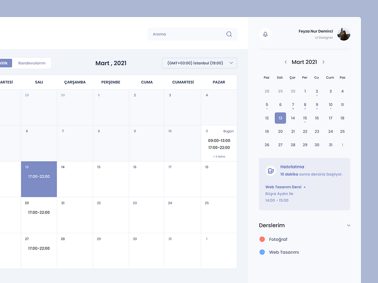 Availability Calendar by Feyza Nur Demirci on Dribbble