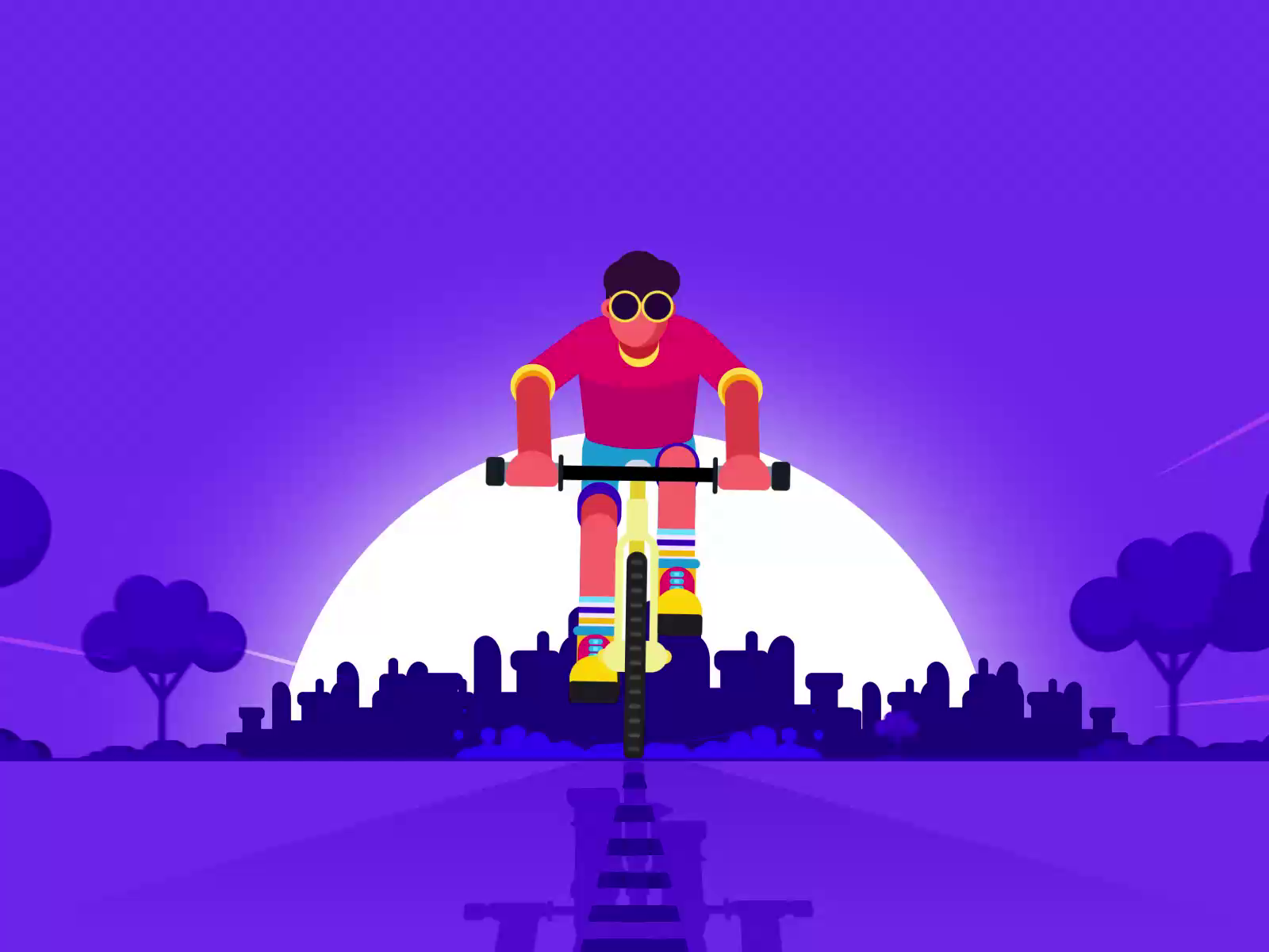 Bicycling front view by Purple Pie Studios on Dribbble
