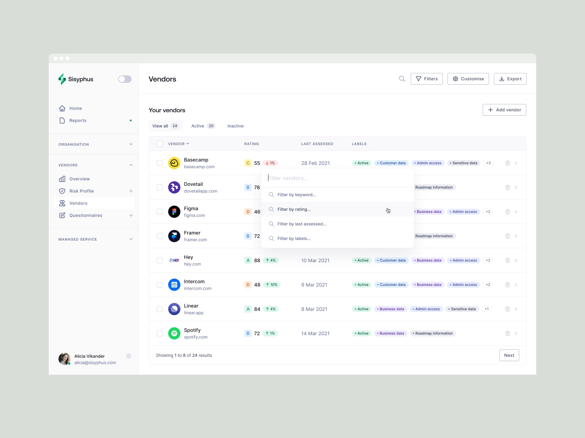 Sisyphus™ — dashboard table filtering by Jordan Hughes® on Dribbble