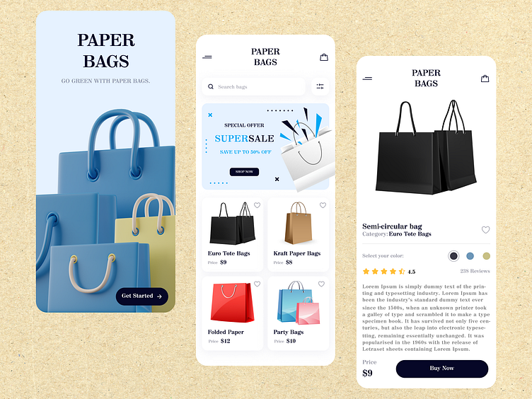 Paper Bag App UI Design by Implies Solution on Dribbble