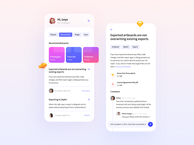 Mobile forum app by Leya on Dribbble