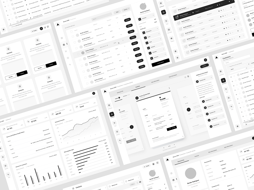 CRM Wireframes by Daria Korol for Akveo.Design on Dribbble