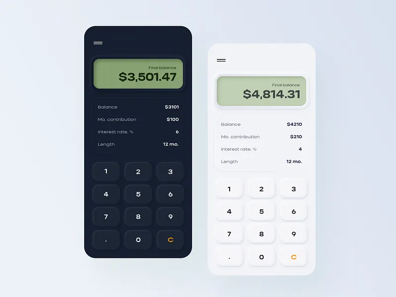 Calculator UI designs, themes, templates and downloadable graphic ...