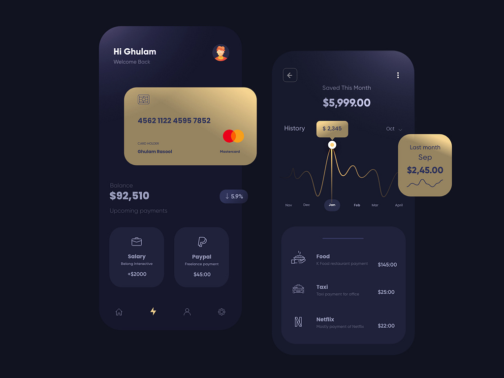 Finance App UX UI Design by Ghulam for Upnow Studio on Dribbble