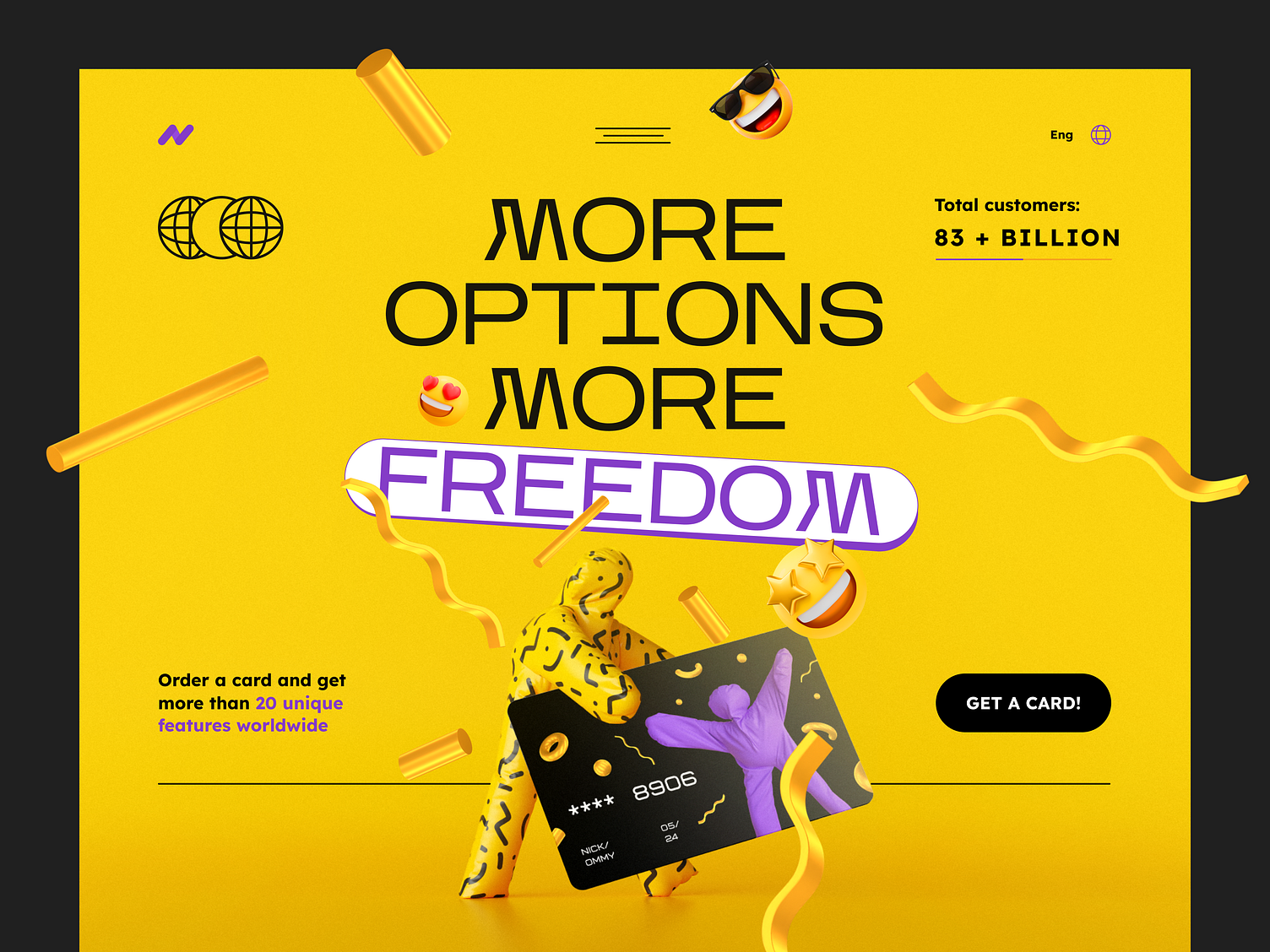 Bank Card Hero Page by Clickable Design for Clickable Agency on Dribbble