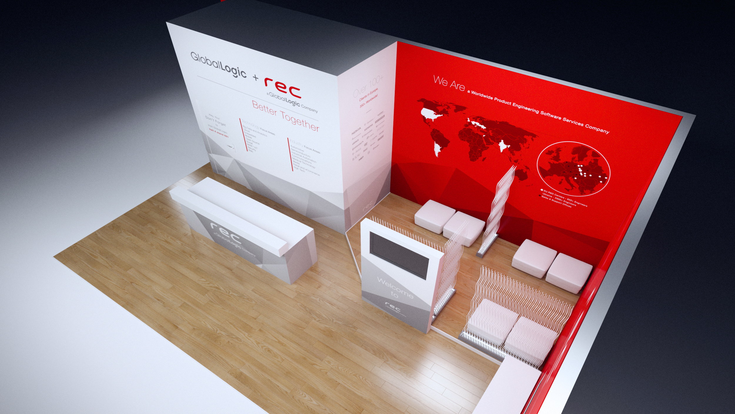 GlobalLogic - Trade show booth 3D layout by Witek Iglewski on Dribbble