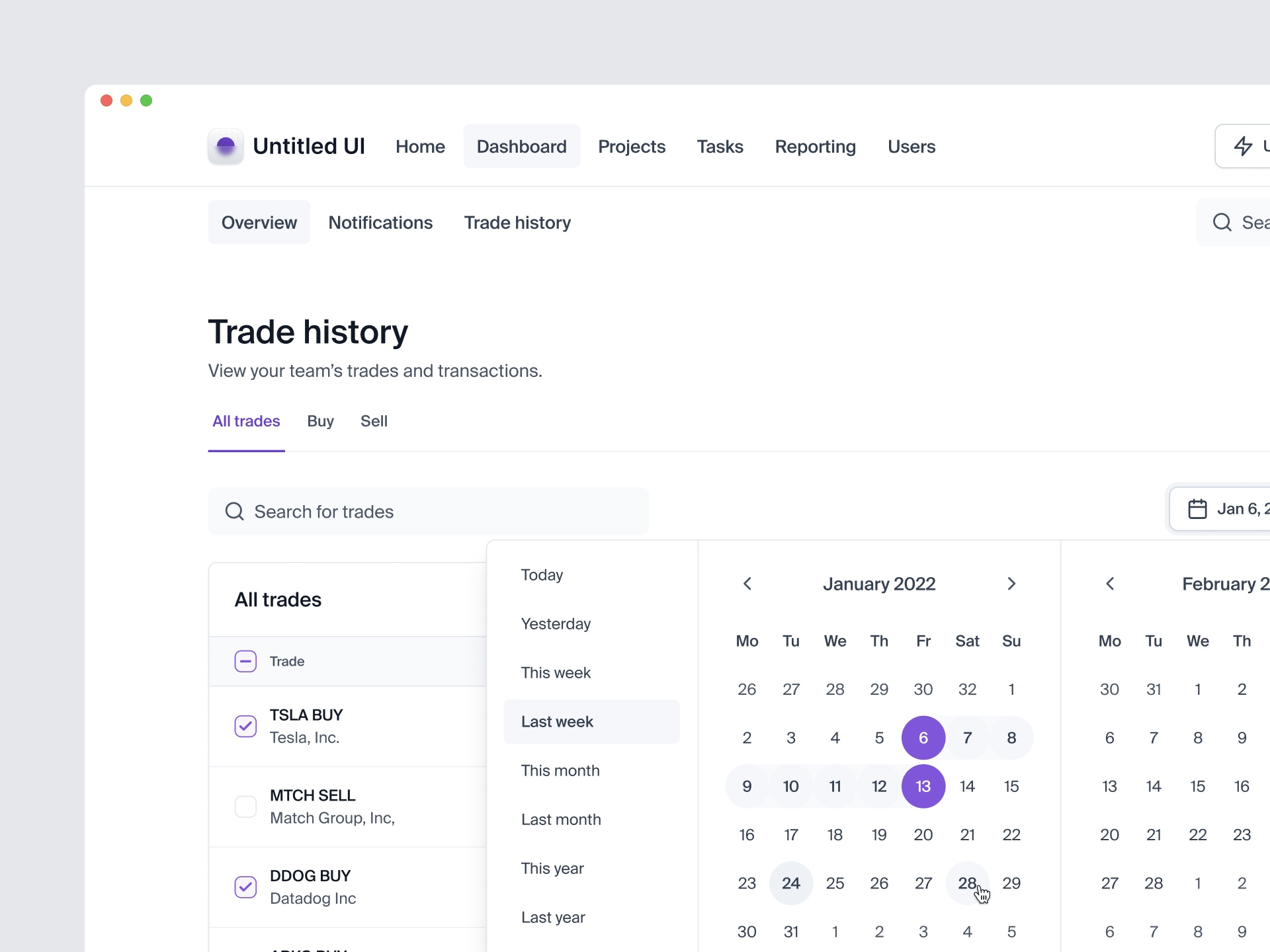 Trade history — Untitled UI by Jordan Hughes® on Dribbble