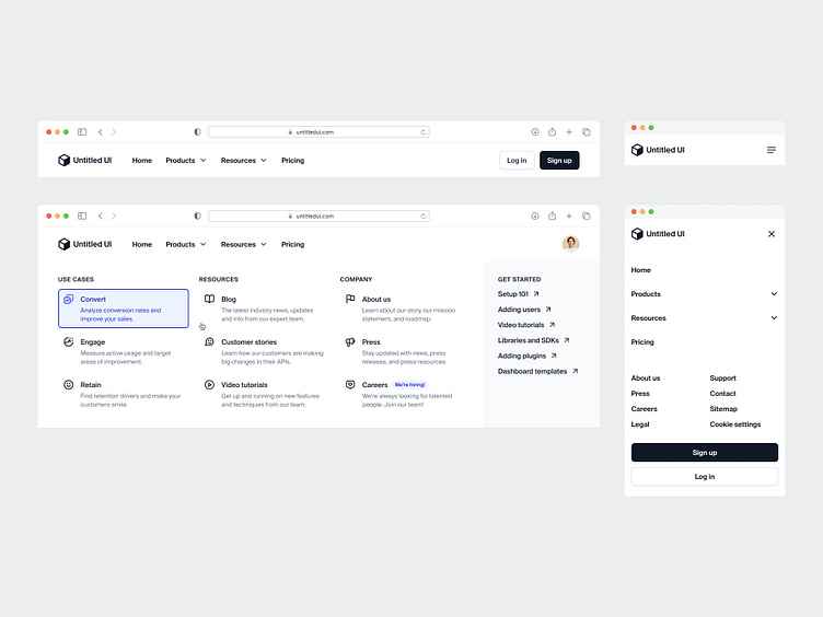 Header navigation — Untitled UI by Jordan Hughes® on Dribbble