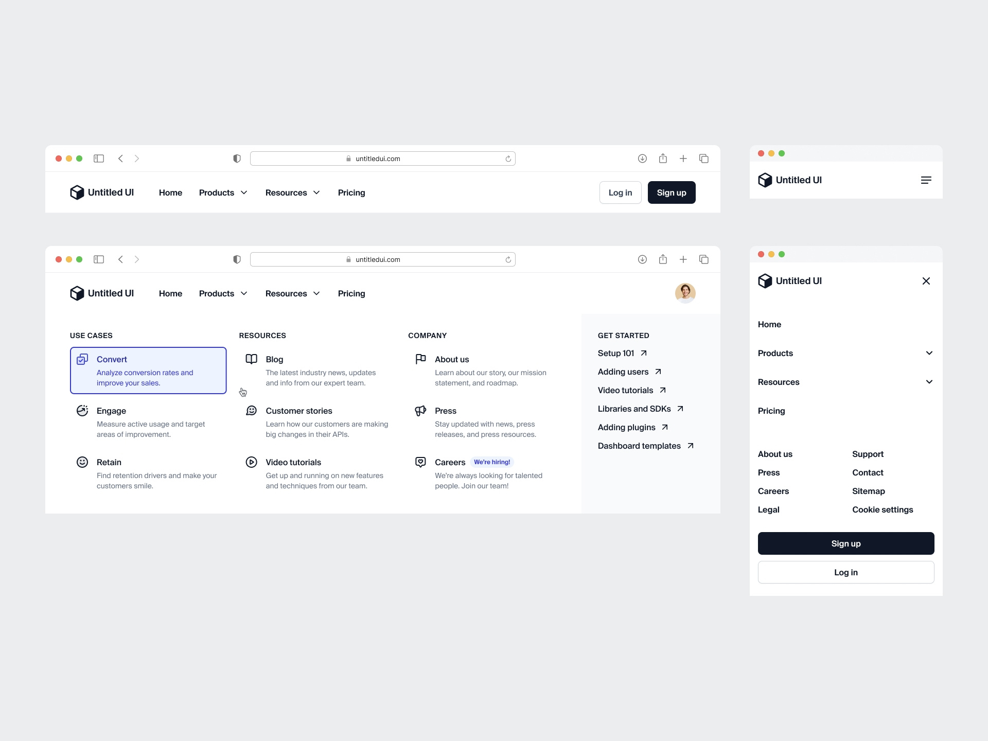 Header navigation — Untitled UI by Jordan Hughes® on Dribbble