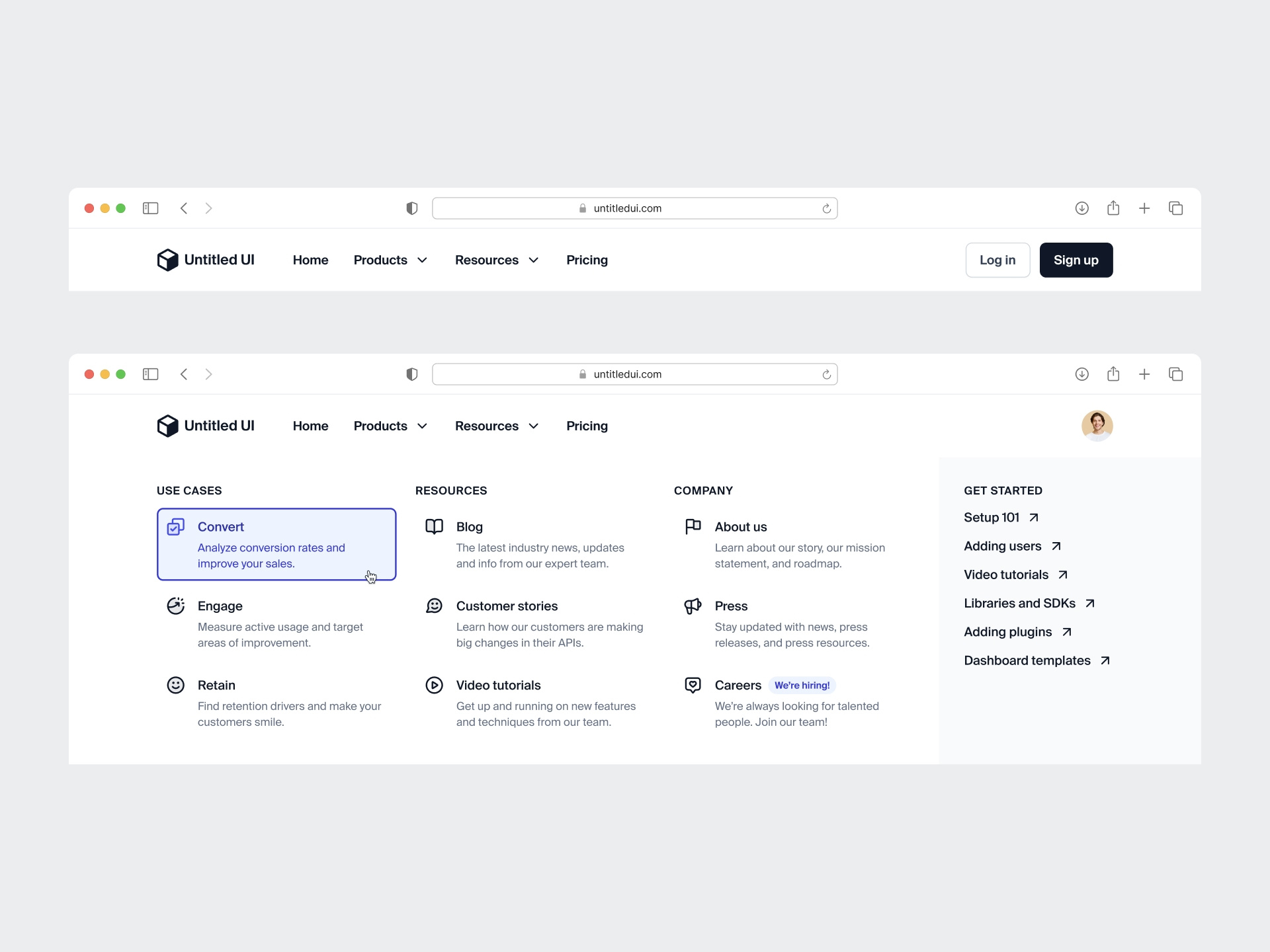 Header navigation — Untitled UI by Jordan Hughes® on Dribbble