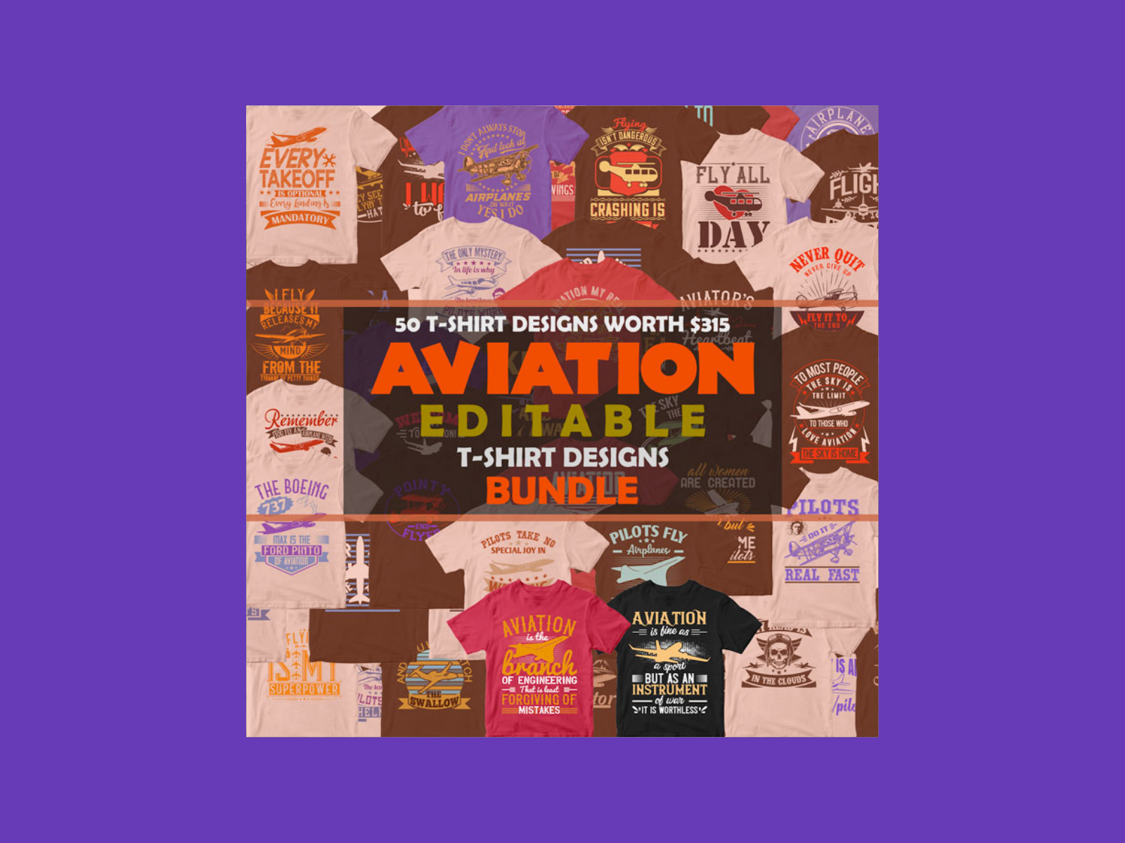 50 Editable Aviation T-Shirt Designs Bundle Ai, EPS, DXF, PNG by ...