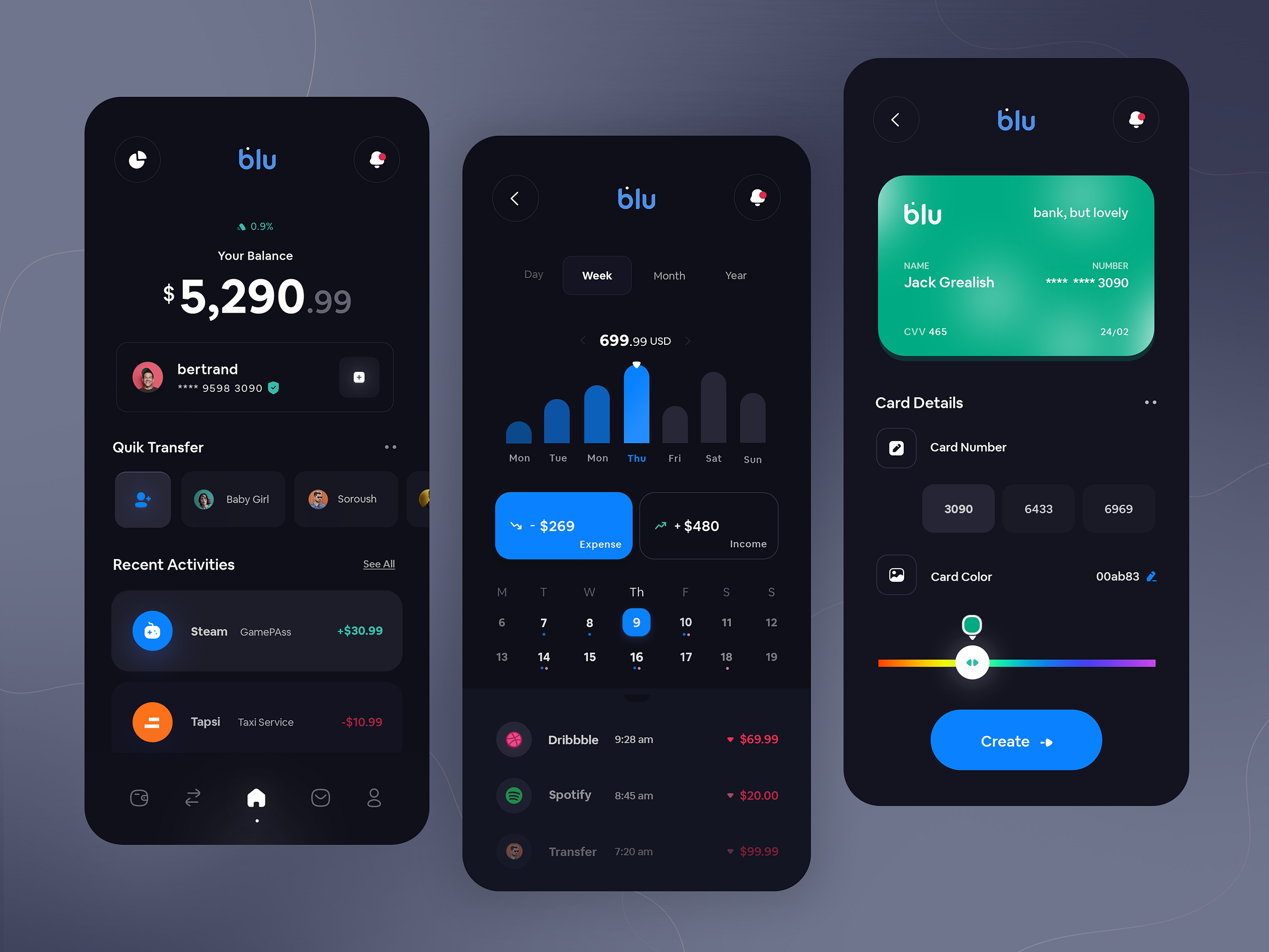Blu Bank - NEO bank application by Dividedsign on Dribbble