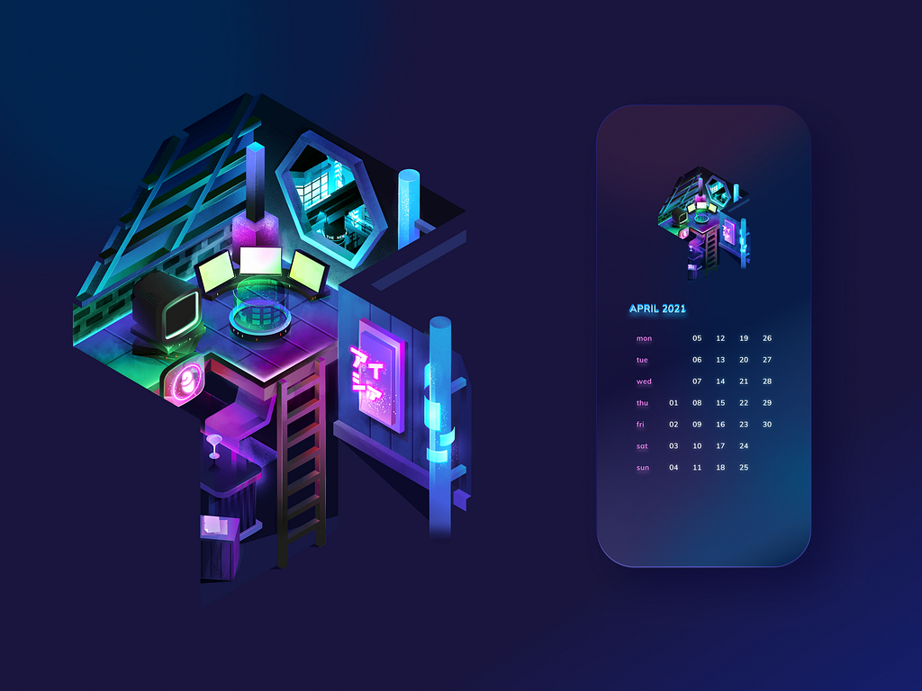 [April] Cyberpunk City 2021 Calendar by Aisha Ahya on Dribbble