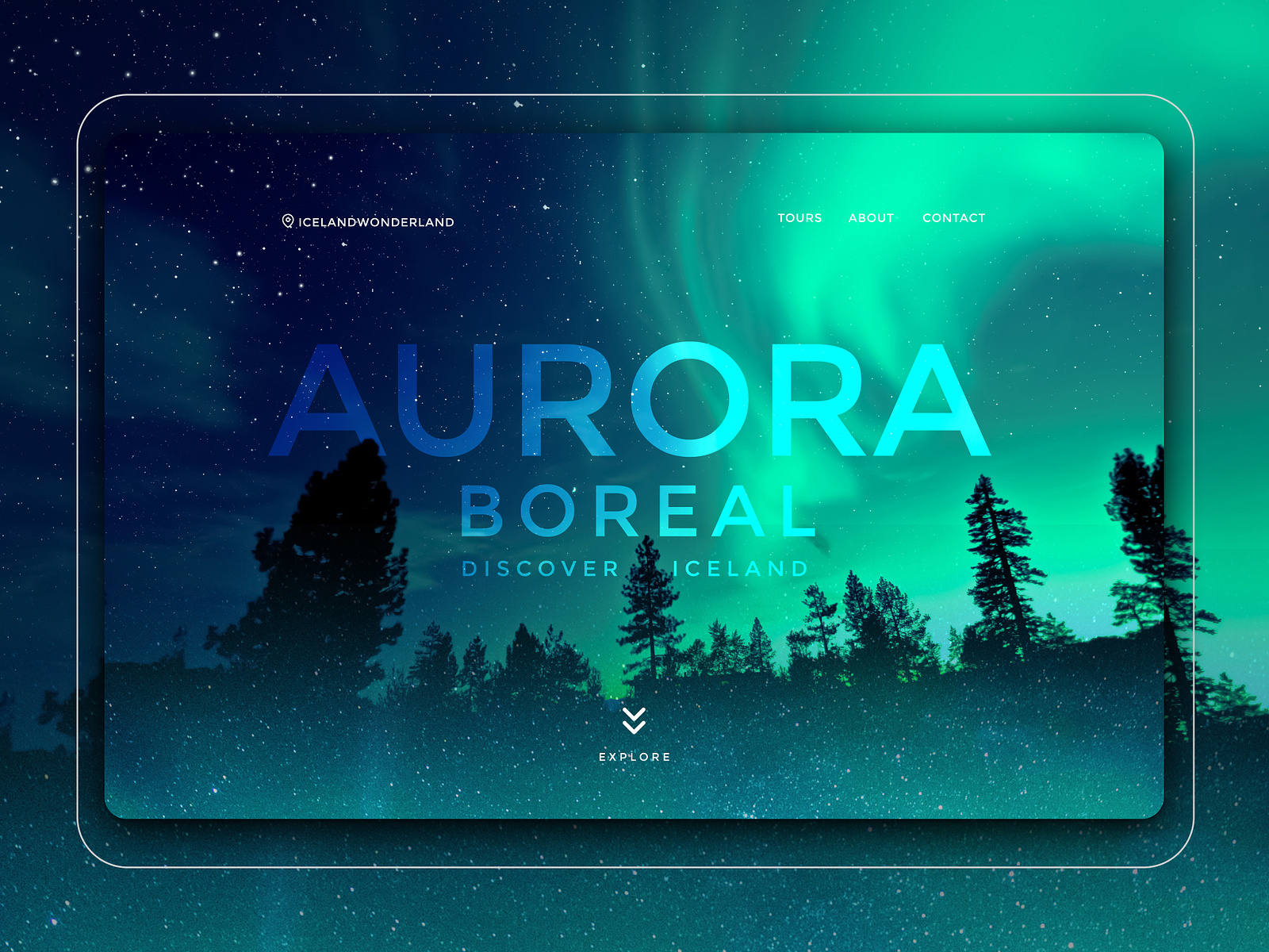 Aurora Boreal Iceland Landing Page / UI Design Aurora Borealis by ...