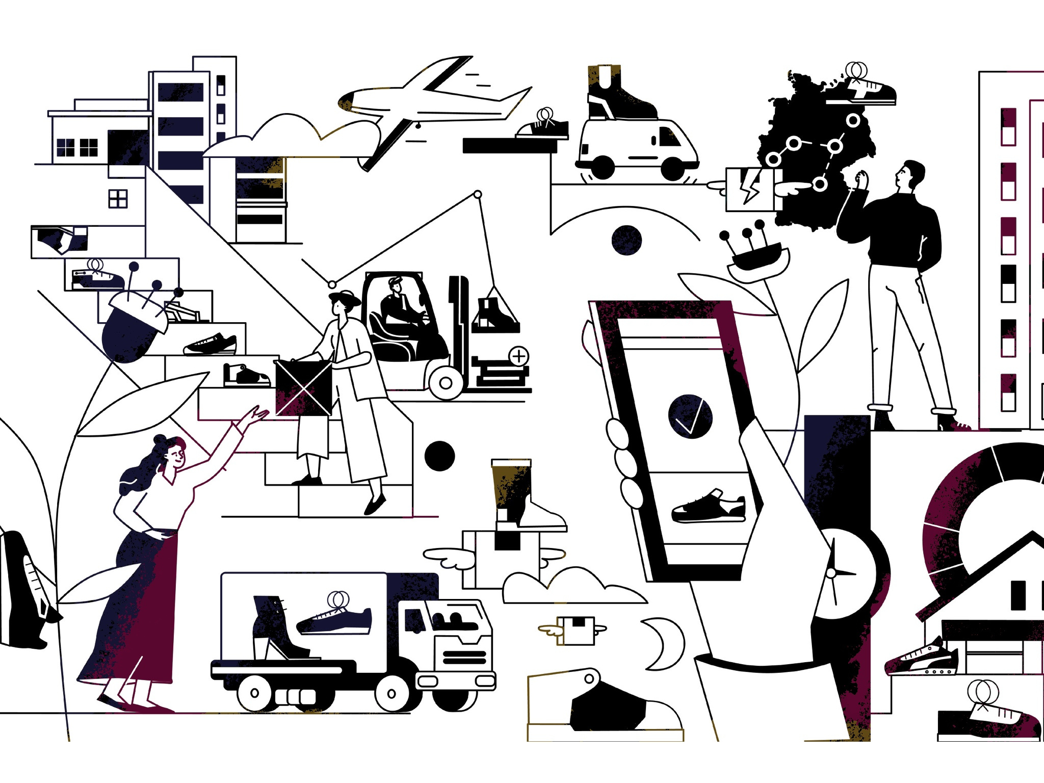 Black and white vector illustration by NICKVECTOR on Dribbble