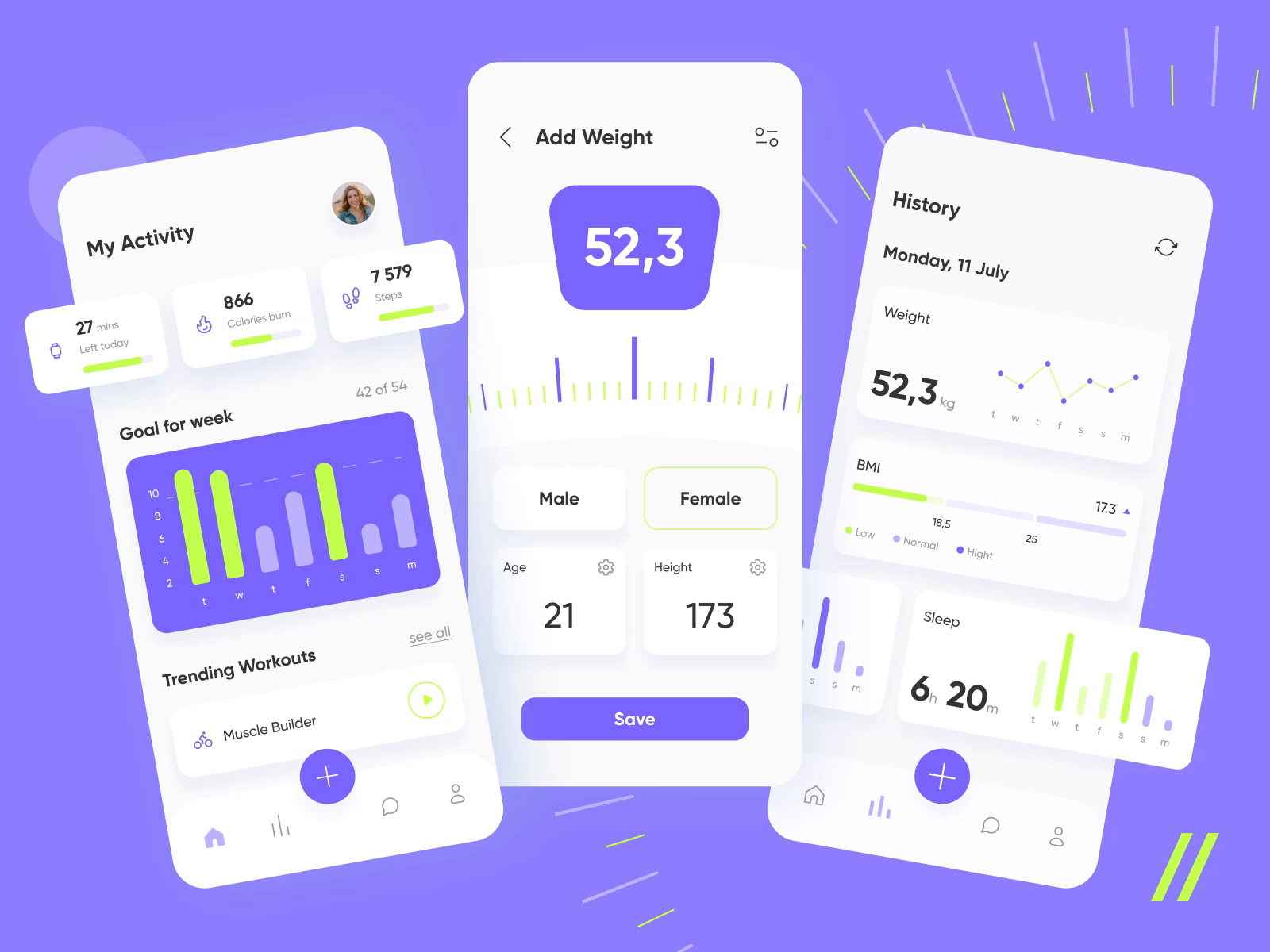 Weight Loss App by Daria Kravets for Purrweb UI/UX Agency on Dribbble