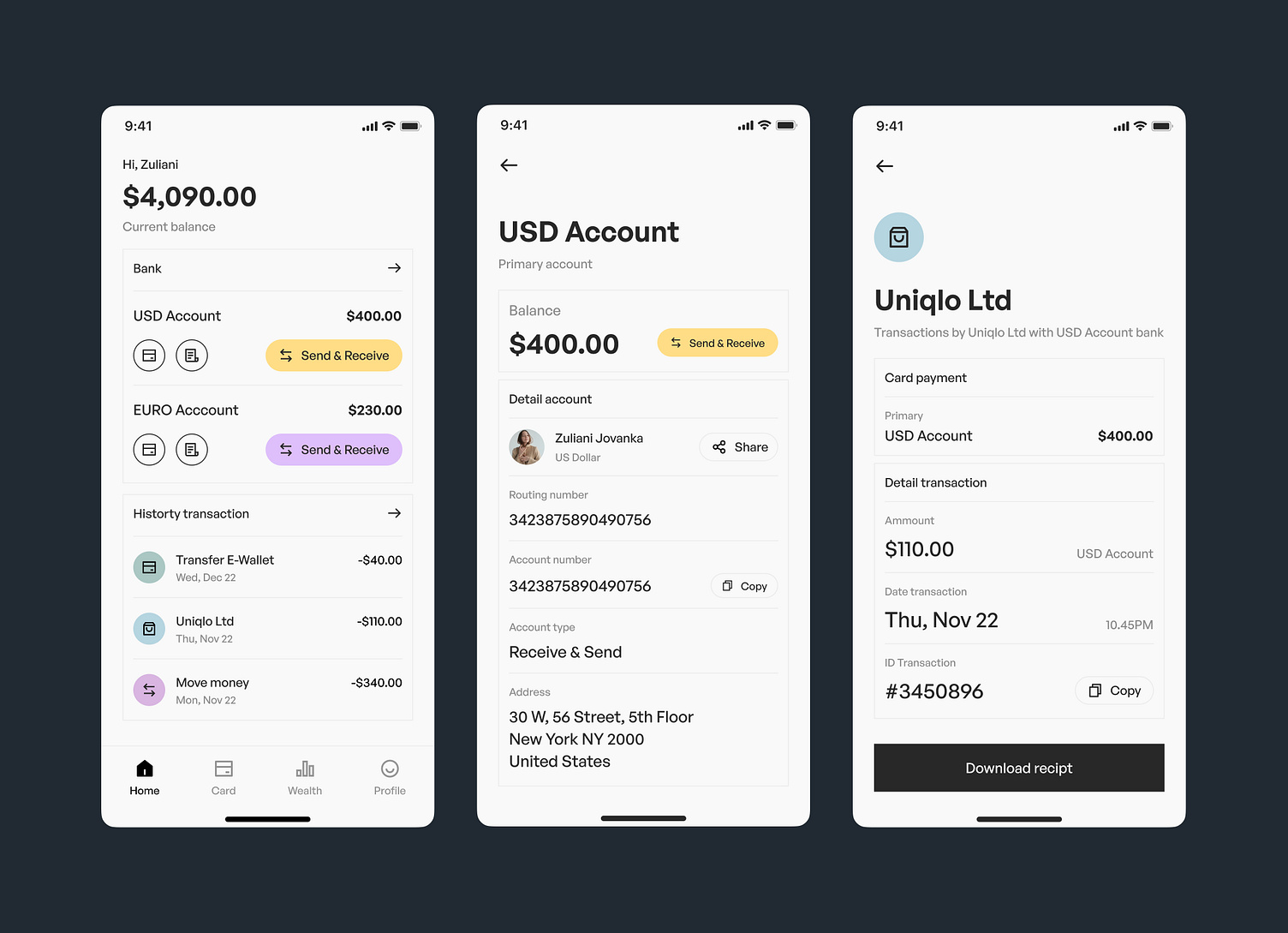 Minimal Bank App by Luky Erdiand 🦖 for Morva Labs on Dribbble
