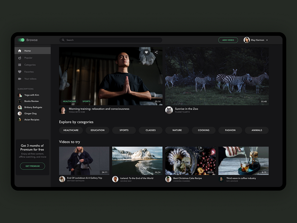 Video Streaming Platform – Concept by Daria Lisovenko on Dribbble