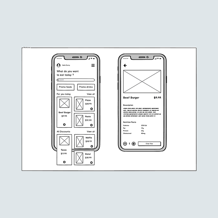 Food Mobile App - Wireframe by uxwelist on Dribbble