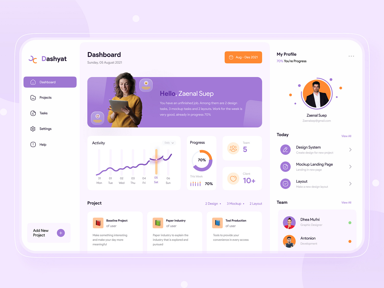 Project Screen Dashboard by dhea mufni 🦙 for Vektora on Dribbble