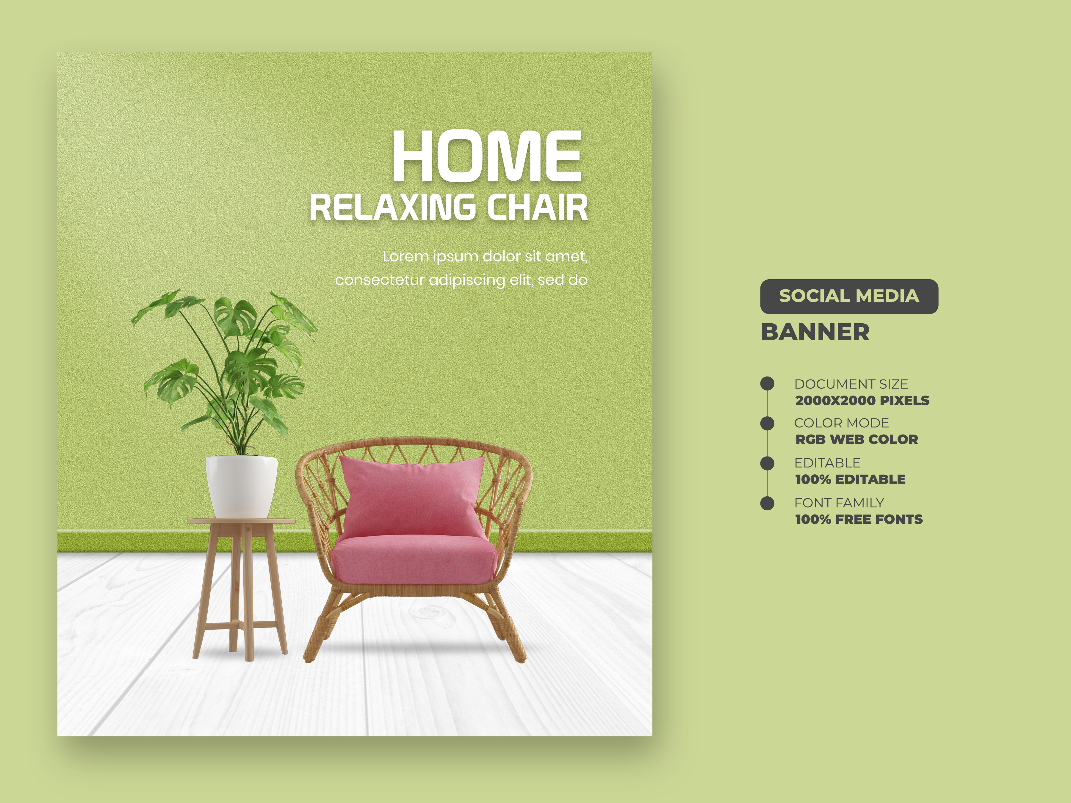 Chair Social Media Banner Template by rebrandoo on Dribbble