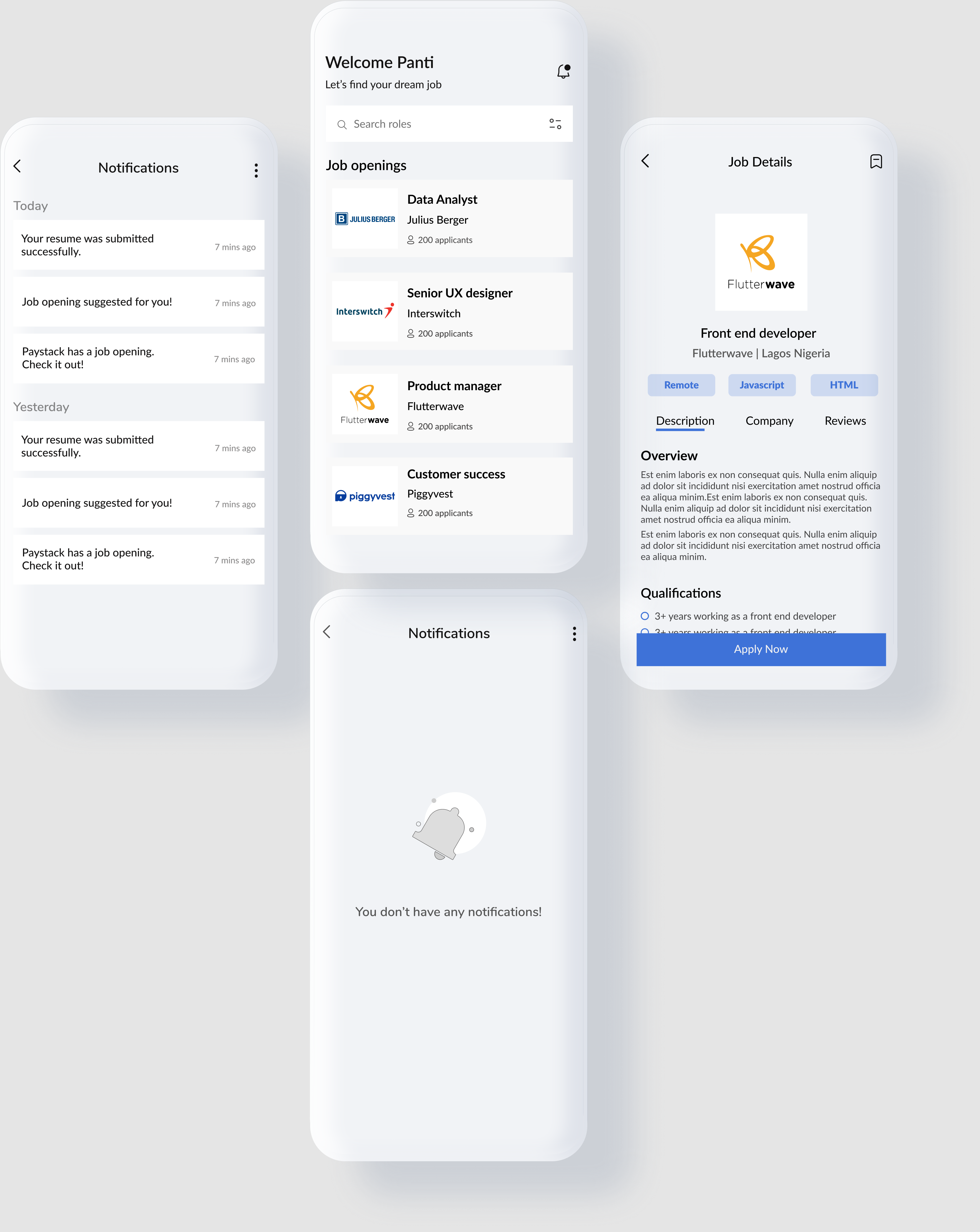 Job app by Mirabel Offiong on Dribbble