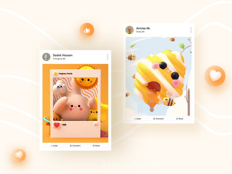 Social Media Post User Interface Design by Sadek Hossen on Dribbble