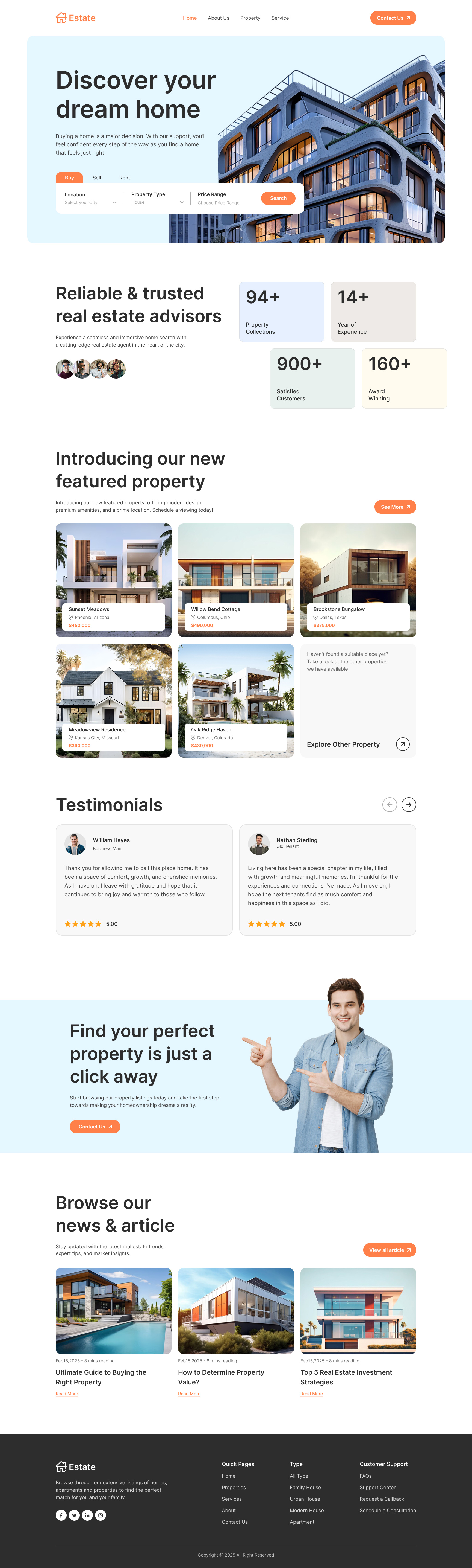 Real Estate landing page by Md Jonayed Alam on Dribbble