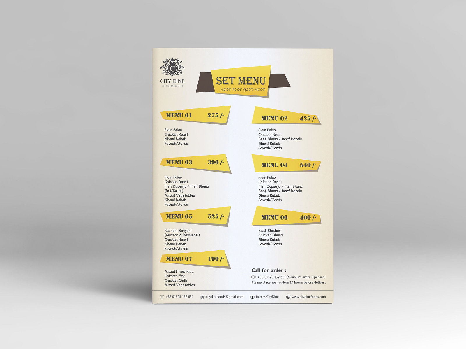 Set Menu Design for Restaurant by ASIVE CHOWDHURY on Dribbble