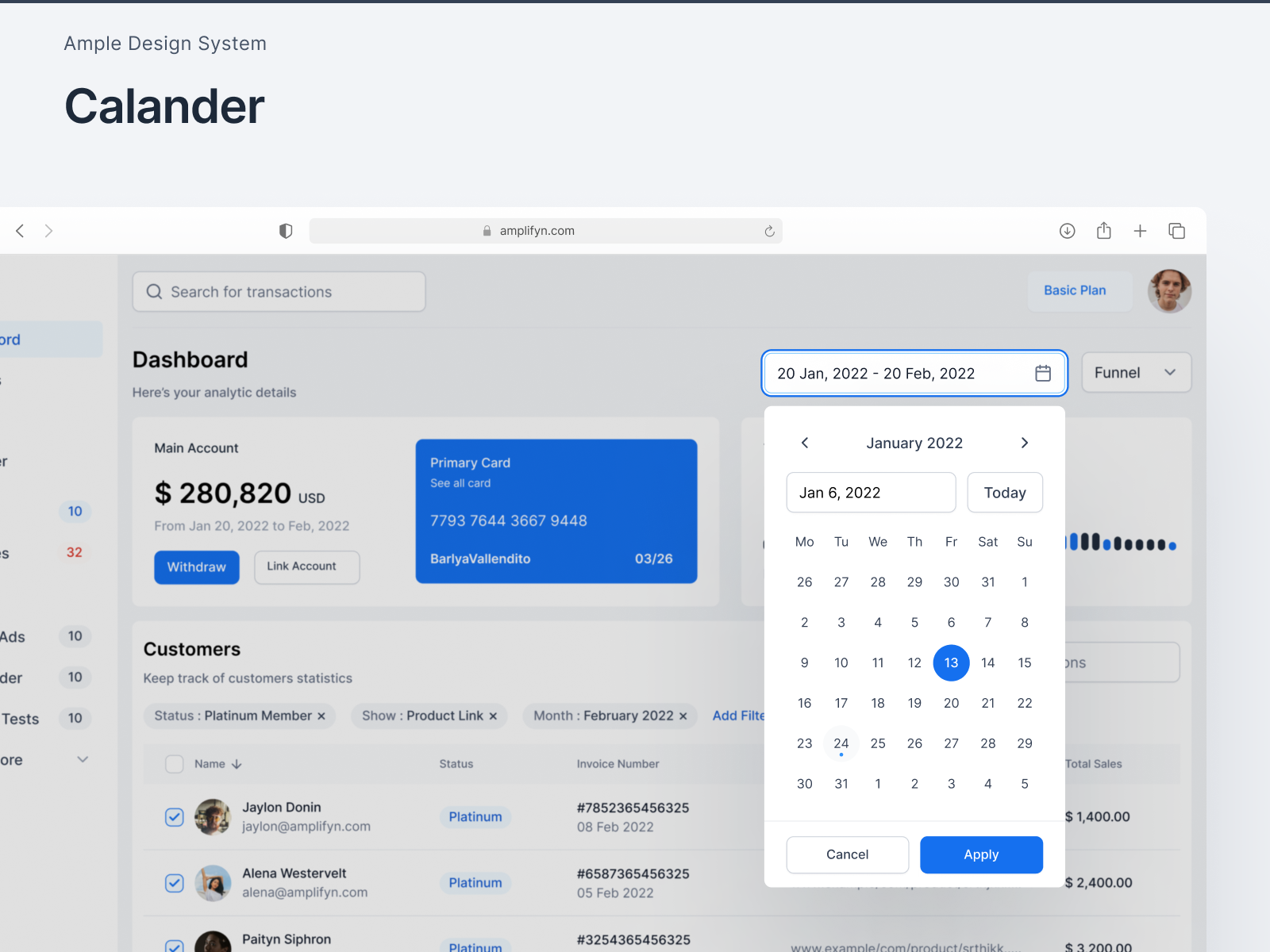 Ample Design System | Calendar by Amplifyn on Dribbble
