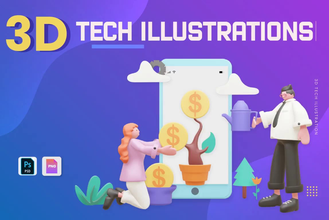 3D Tech Illustrations by Krafted on Dribbble