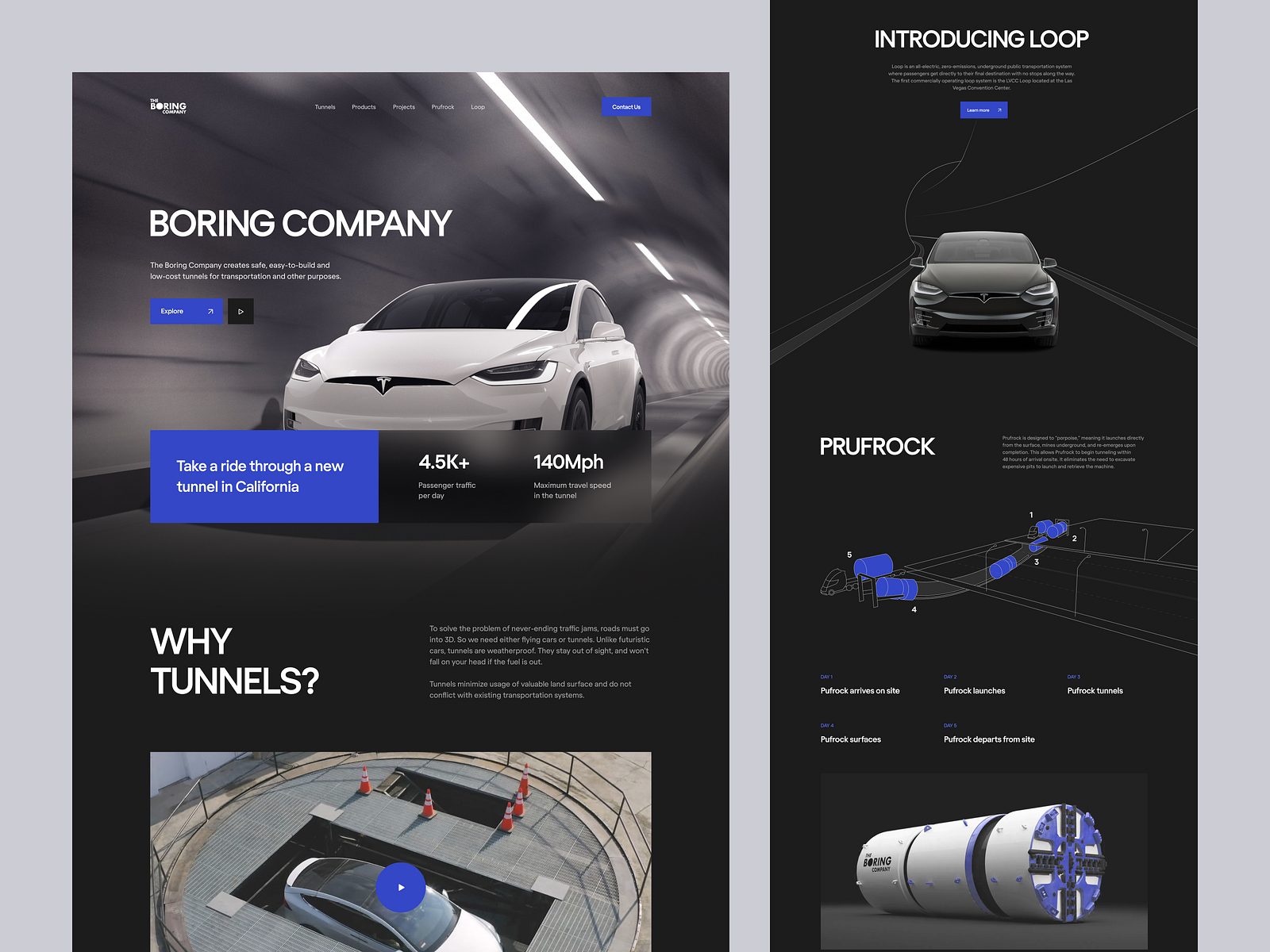 Boring Company Landing Page Concept by Conceptzilla on Dribbble Boring Company Landing Page Concept by Conceptzilla on Dribbble