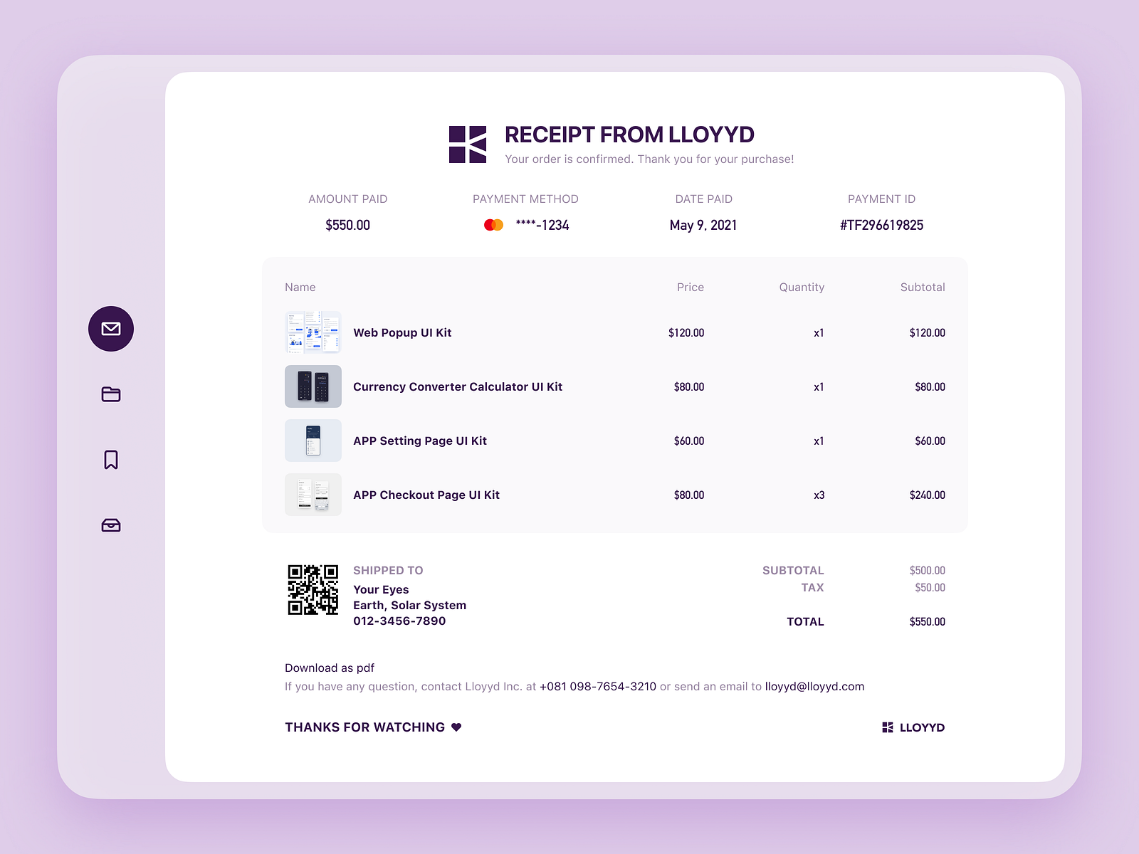 Email Receipt by Lloyyd on Dribbble