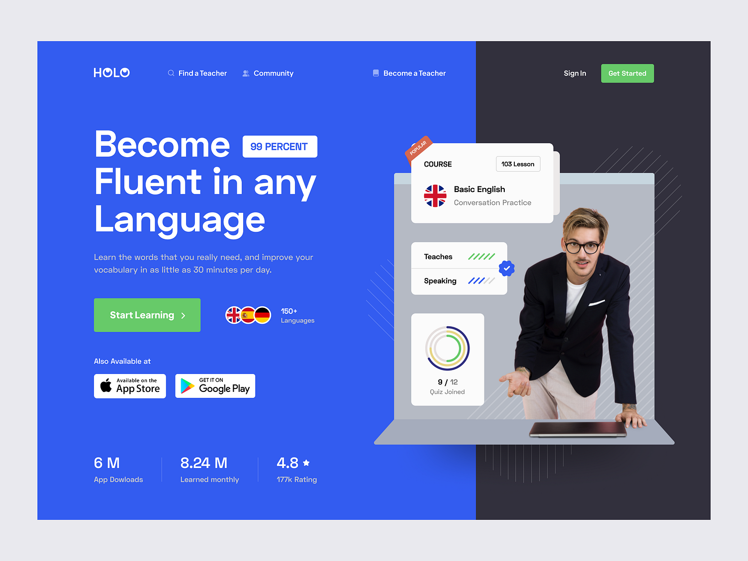 Holo - Hero Section for SaaS e-Learning by Puji Ari Setiawan for Dipa ...