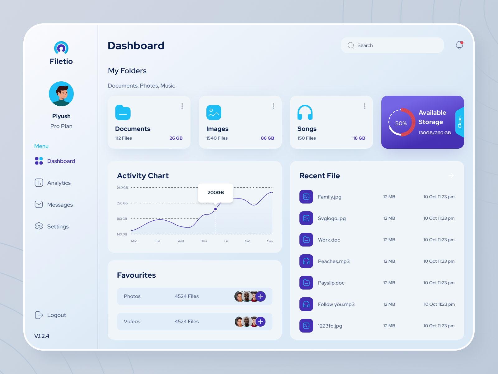 Filetio - Files Management Dashboard by Piyush Kumar Singh on Dribbble